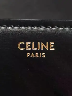Celine 2010-2026 Teen Shiny Calfskin Triomphe Crossbody Bag - Black