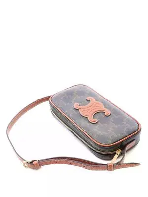 Celine 2010-2026 Mini Triomphe Cuir Coated Canvas Camera Bag Shoulder Bag