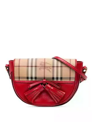 Burberry 2000-2017 Patent And Haymarket Check Coated Canvas Maydown Crossbody Bag - Red