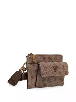 Guess Monogram-print Logo-plaque Belt Bag - Brown