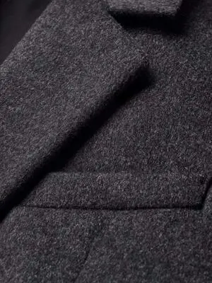 Saint Laurent Coat In Double-face Brushed Wool Felt - Grey