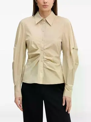 Sisley Gathered Puff-sleeve Shirt - Neutrals