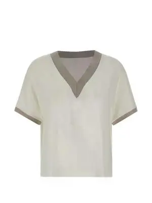 VIADESTE V-neck Short-sleeve Blouse