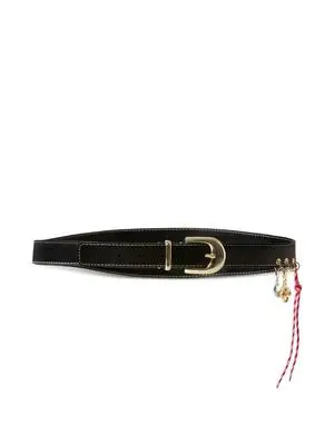 Claudie Pierlot Leather Eyelet Belt With Charms - Black