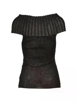 BOHEMSEO Off-shoulder Ribbed-knit Top