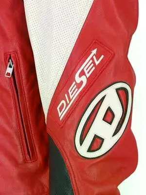 DIESEL® Biker Jacket In Colour-block Perforated Leather