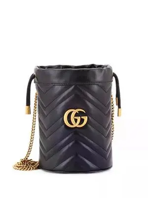Gucci Gg Marmont Matelasse Leather Mini Bucket Bag - Black