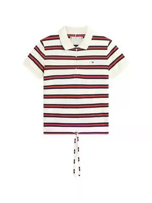 Tommy Hilfiger Multi-stripe Drawstring Polo Shirt - White