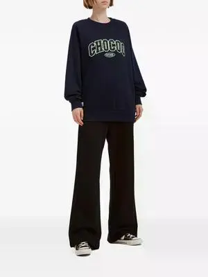 CHOCOOLATE Logo-patch Wide-leg Track Pants