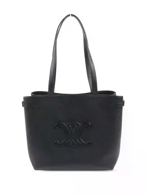 Celine 2024-2026 Medium Grained Calfskin Cuir Triomphe Cabas Anais Tote Bag - Black