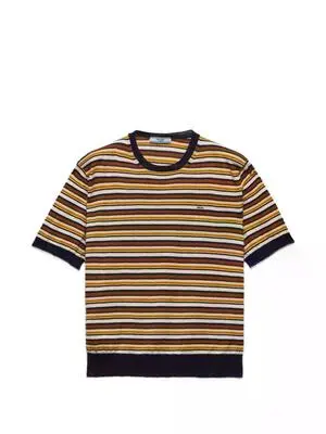 Prada Short-sleeved Striped Cashmere Sweater - Blue