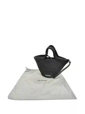Balenciaga Woven Nylon Ibiza Basket Bag Satchel - Black