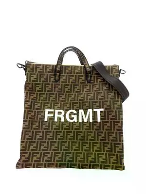 Fendi 2010-2026 Frgmt Zucca Canvas Shopping Tote Satchel - Brown
