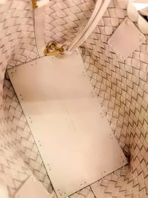 Bottega Veneta Mini Lambskin Intreccio Cabat Tote Satchel - Pink