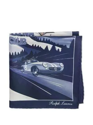 Ralph Lauren Purple Label Silk Graphic-print Pocket Square - Blue