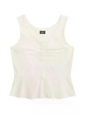 Ralph Lauren Button Lace Trim Top - Neutrals