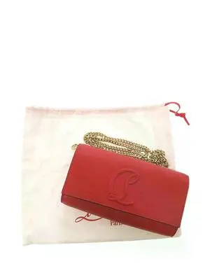 CHRISTIAN LOUBOUTIN 2000-2026 Grained Calfskin My Side Wallet On Chain Crossbody Bag - Red