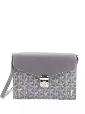 Goyard Chypre Wallet On Strap Coated Canvas With Leather Cross Body Bag - Grey