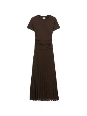 Claudie Pierlot Pleated Bi-material Dress