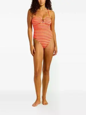 Seafolly Striped Ring-detail Swimsuit