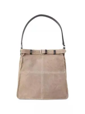 CROQUIS Suede-finish Buckled Shoulder Bag - Neutrals