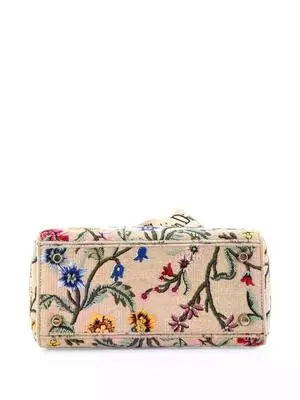 Dior Lady D-lite Bag Embroidered Raffia Medium Satchel - Neutrals