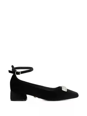 TWENTY FOURHAITCH Crystal-embellished Ankle-strap Flat Pumps
