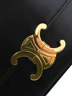Celine Teen Shiny Calfskin Triomphe Cross Body Bag - Black