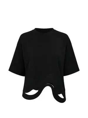 Alpha Studio Cut-out Wavy-hem T-shirt