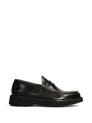 GREEN GEORGE Leather Penny Loafers - Black