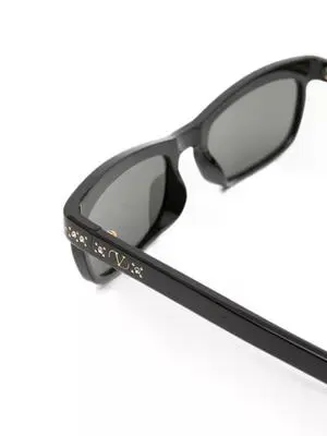 Valentino Garavani Vlogo Crystal-embellished Rectangle-frame Sunglasses