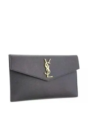 Saint Laurent Uptown Pouch Leather Clutch Bag - Black