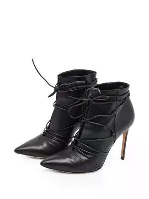 GIANVITO ROSSI Lace-up Pointed-toe Ankle Boots
