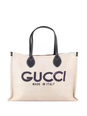 Gucci Logo Shopper Printed Canvas Medium Tote Bag