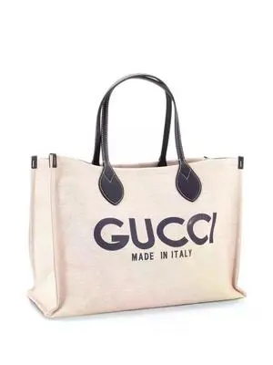 Gucci Logo Shopper Printed Canvas Medium Tote Bag