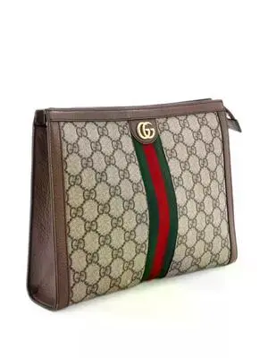 Gucci Ophidia Pouch Gg Coated Canvas Medium Clutch Bag