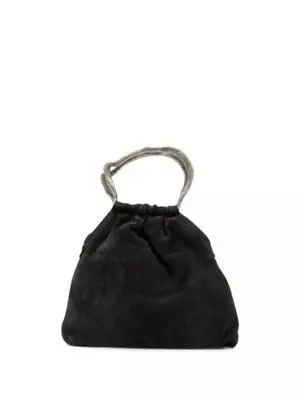 AUTENTICA 504 Small Delia Sculptural-handle Suede Pouch