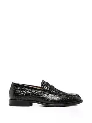 Our Legacy Croc-effect Leather Loafers - Black