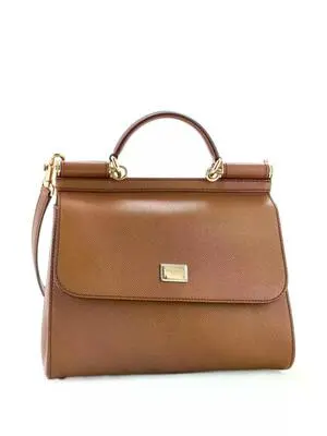 Dolce & Gabbana Miss Sicily Bag Leather Medium Satchel - Brown