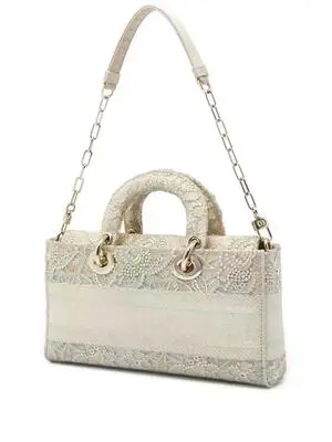 Dior 2023 Medium Embroidered Lace 3d Macrame Lady D Joy Satchel