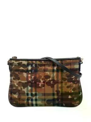 Burberry 2000-2017 Haymarket Check Coated Canvas Camouflage Peyton Crossbody Bag - Brown