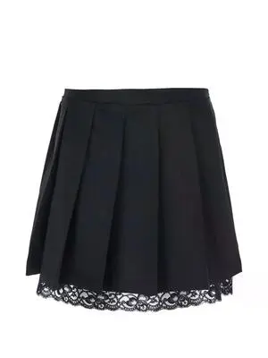 JUCCA Lace-trim Pleated Mini Skirt - Black
