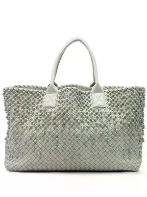 Bottega Veneta 2012-2026 Limited Edition Medium Lambskin Intreccio Mist Spheres Cabat Tote Bag - White
