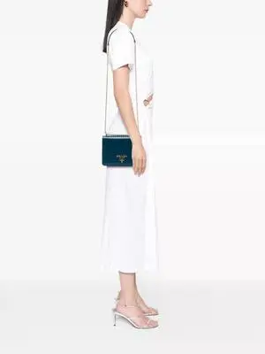 Prada 2010-2026 Mini Saffiano Chain Flap Crossbody Bag