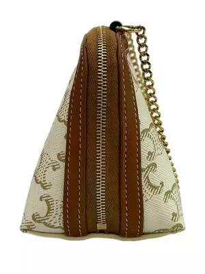 Celine Triomphe Coated Canvas Clutch On Chain Crossbody Bag