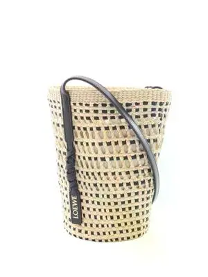 Loewe Braid Pocket Iraca Palm Pouch Crossbody Bag - Neutrals