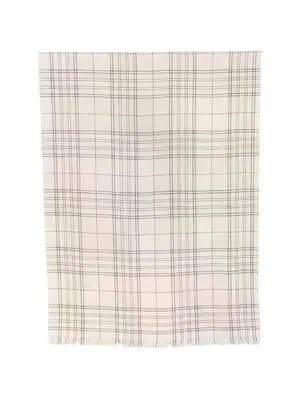 Destin Check-pattern Fringed Scarf - Neutrals