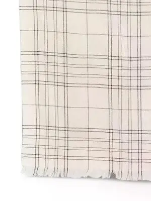 Destin Check-pattern Fringed Scarf
