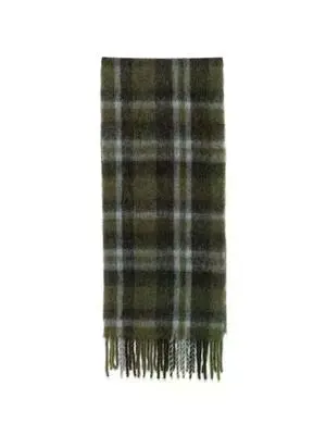 Closed Check-pattern Fringed Scarf