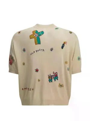 Kapital Embroidered Denim-panel Polo Shirt